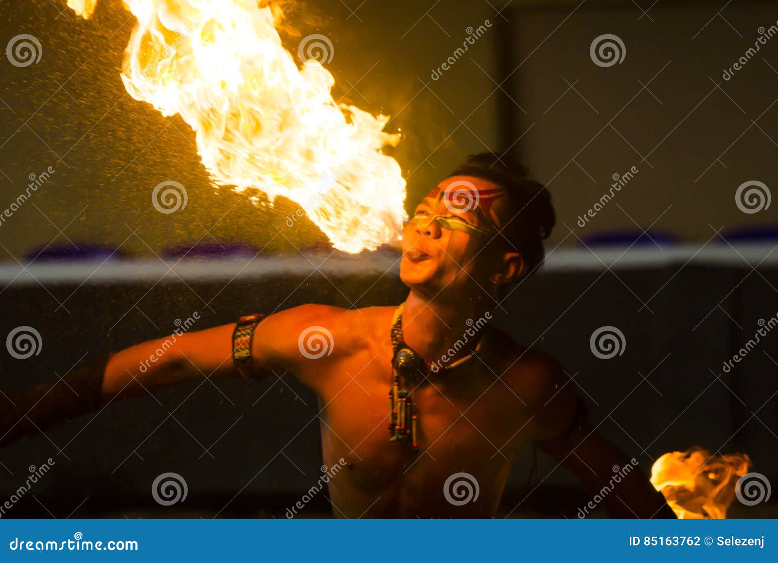 Dangerous fiery show editorial photography. Image of confidence - 85163762
