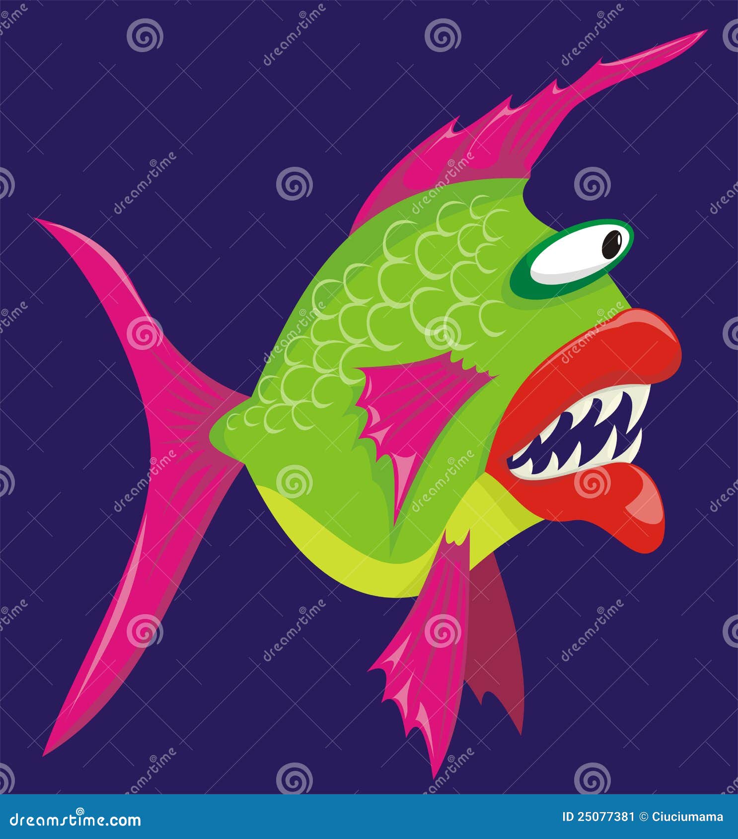 Dangerous fish stock vector. Illustration of fins, color - 25077381