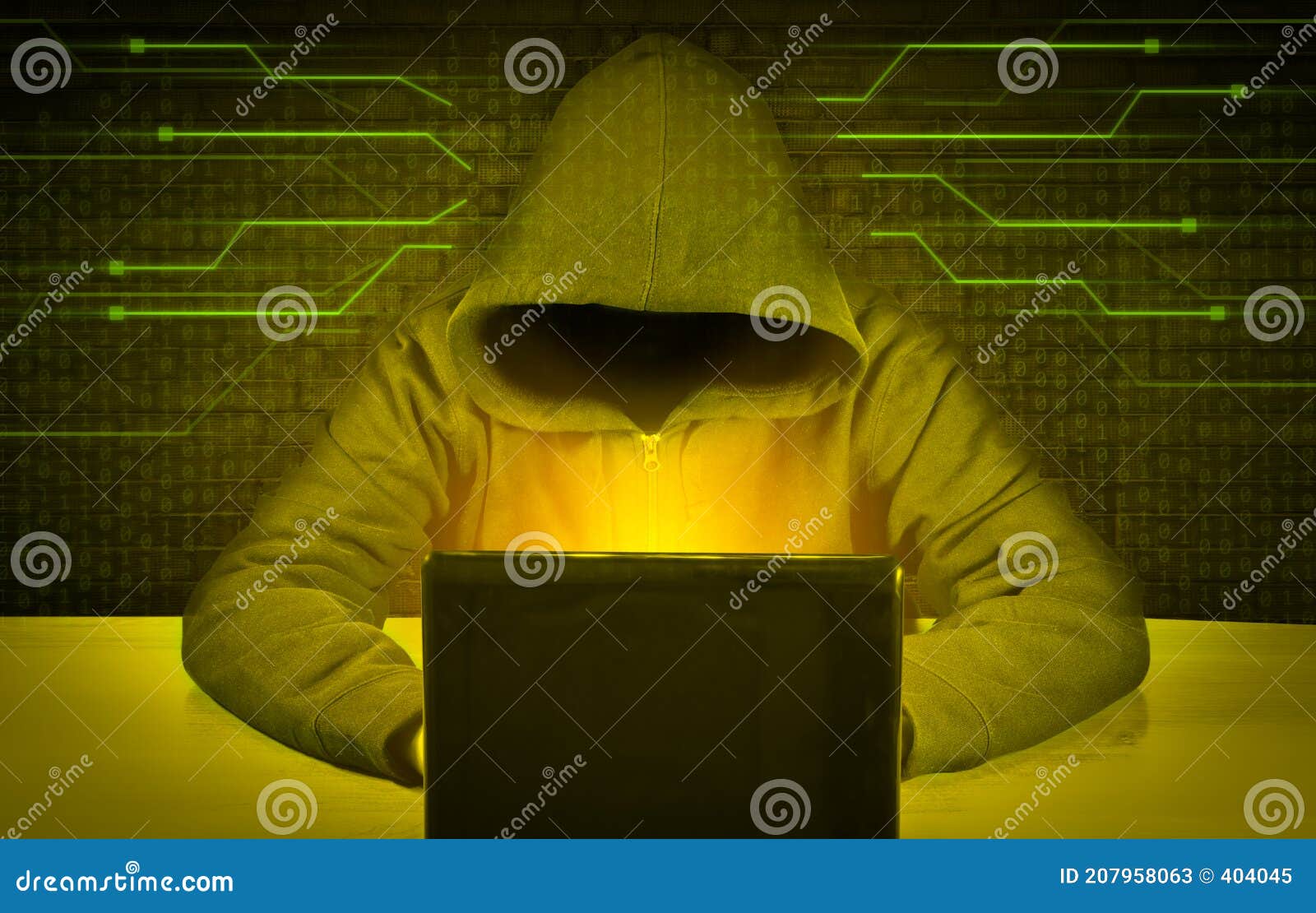 Dangerous Hacker Behind a Laptop Screen. Hacking and Malware Concept ...