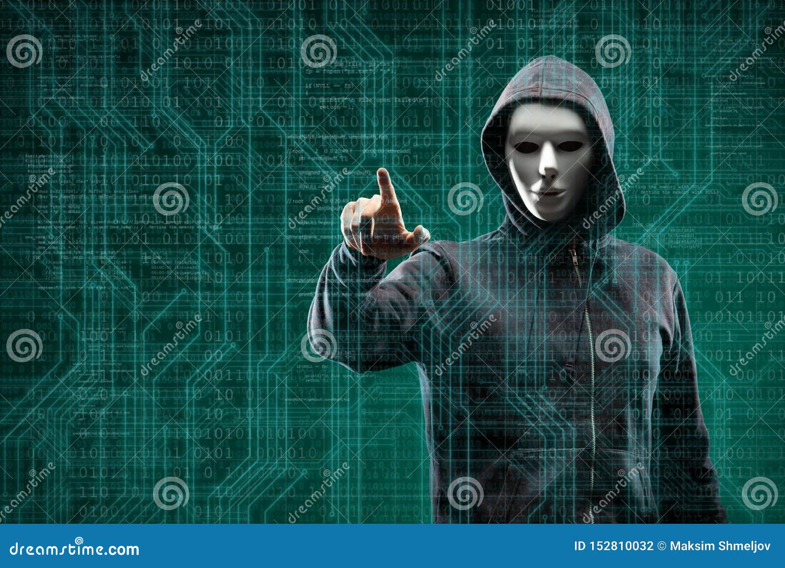 Dangerous Hacker Over Abstract Digital Background with Binary Code ...