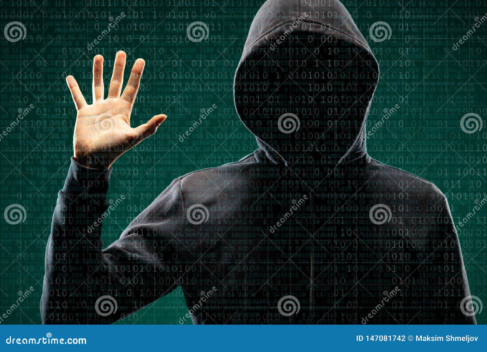 Dangerous Hacker Over Abstract Digital Background with Binary Code ...