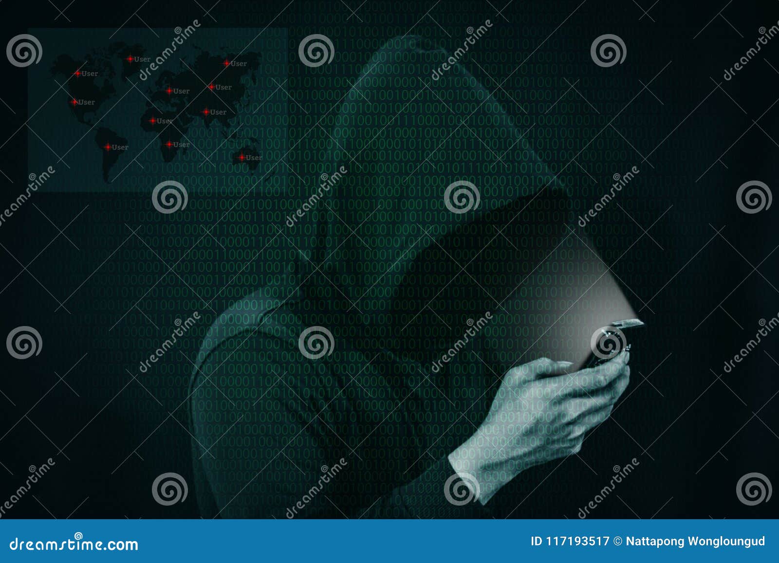 Dangerous Hacker Stealing Data Over Screen With Binary Code Stock Image Image Of Dark Access