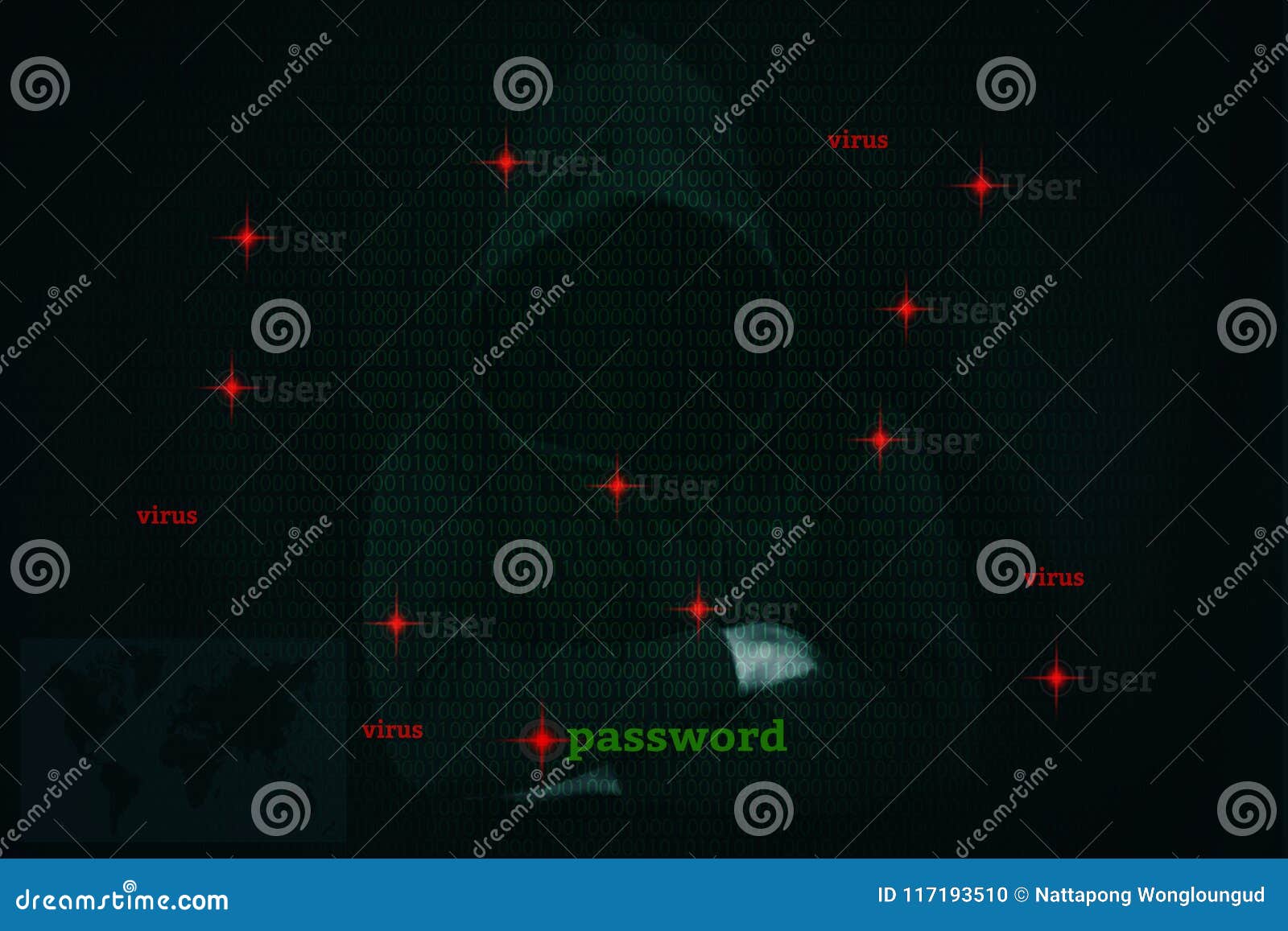 Dangerous Hacker Stealing Data Over Screen with Binary Code. Stock Photo - Image of dangerous ...