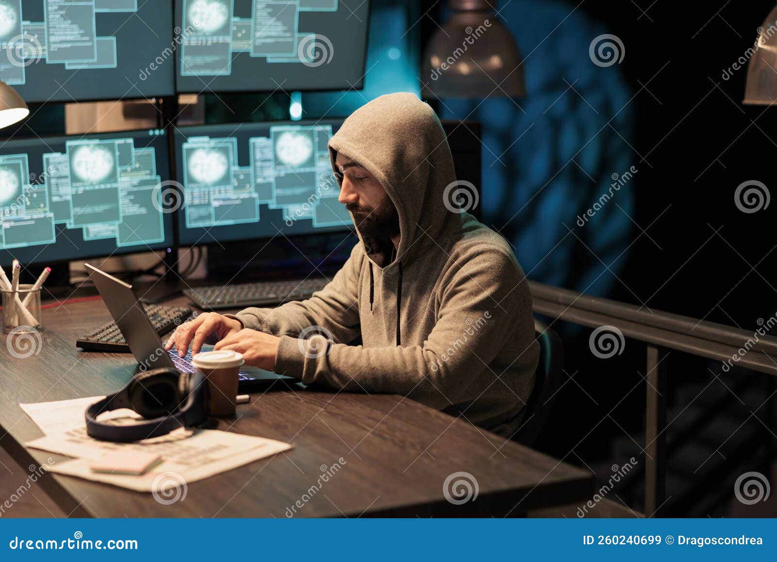 Dangerous Hacker Working On Security Breach Stock Image Image Of Online Crime 260240699