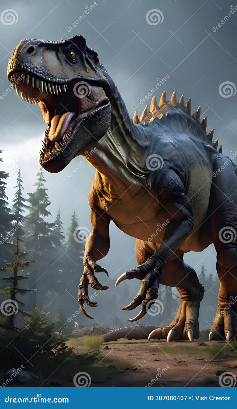 Dangerous Historical T Rex Ai Generated. Stock Illustration ...