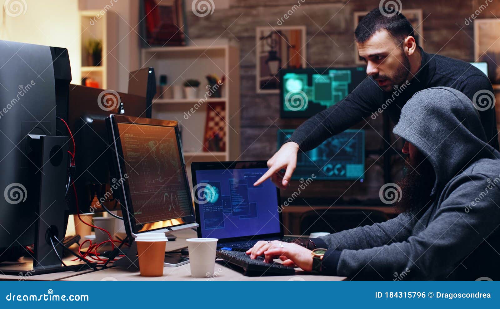 Dangerous Hooded Hacker and Her Partner Stock Photo - Image of male ... Dangerous Hooded Hacker and Her Partner Stock Photo - Image of male ...