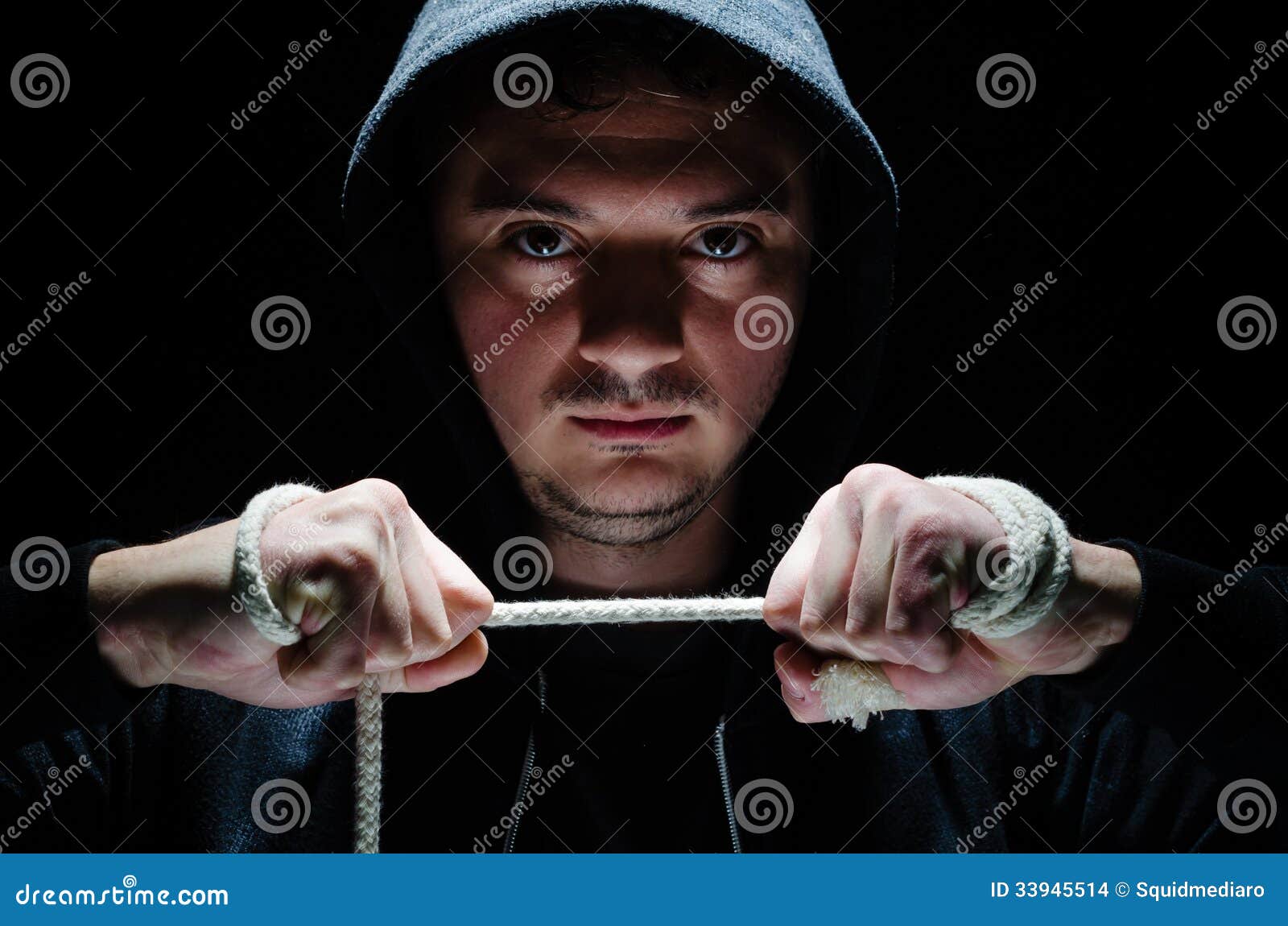 Dangerous hooded male stock photo. Image of justice, hands - 33945514