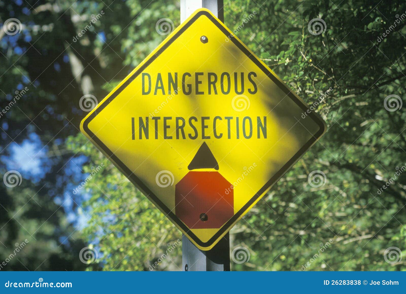 Dangerous Intersection Road Sign Stock Photo - Image of color, signs ...