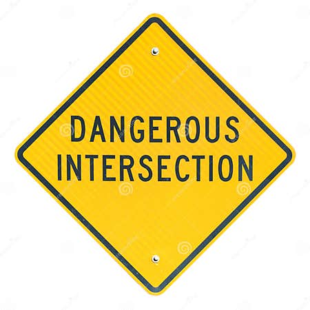 Dangerous Intersection Sign Stock Photo - Image of isolated ...
