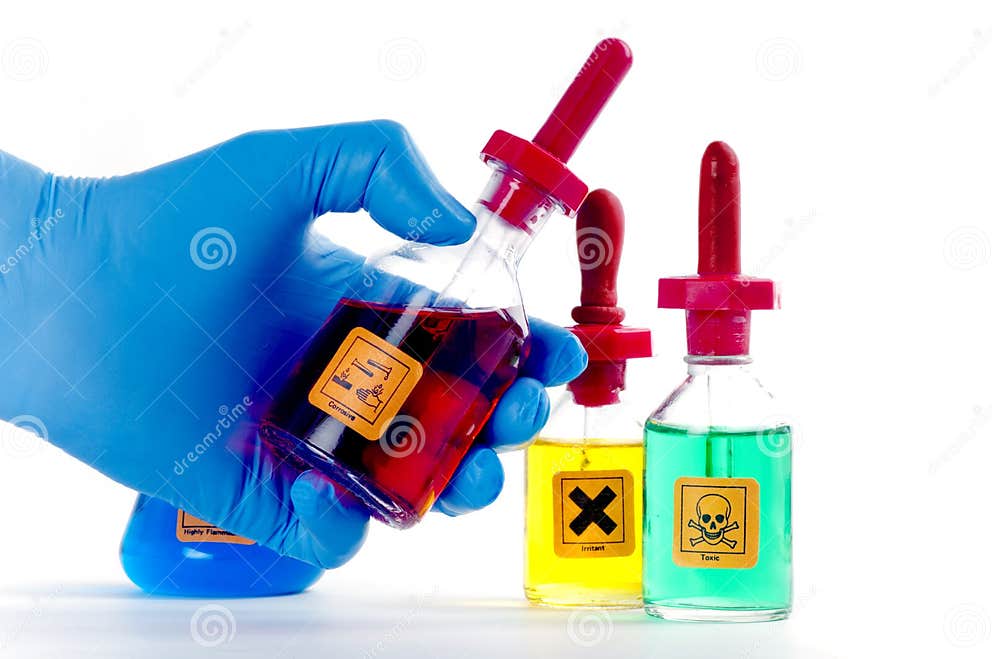 Dangerous lab Chemicals. stock image. Image of laboratory - 19101805