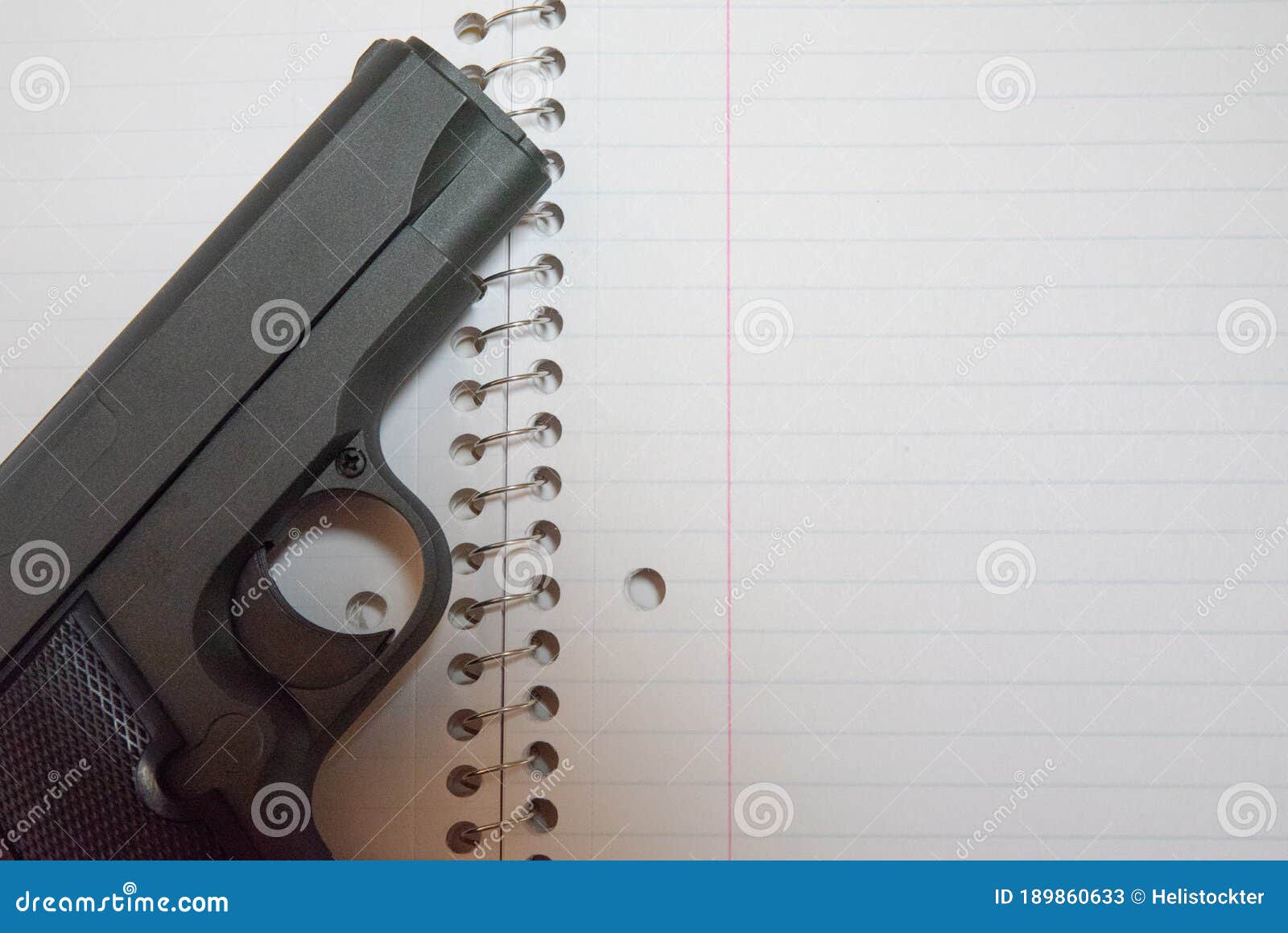 Loaded 9mm Handgun on Spiral Notebook Stock Image - Image of academic ...