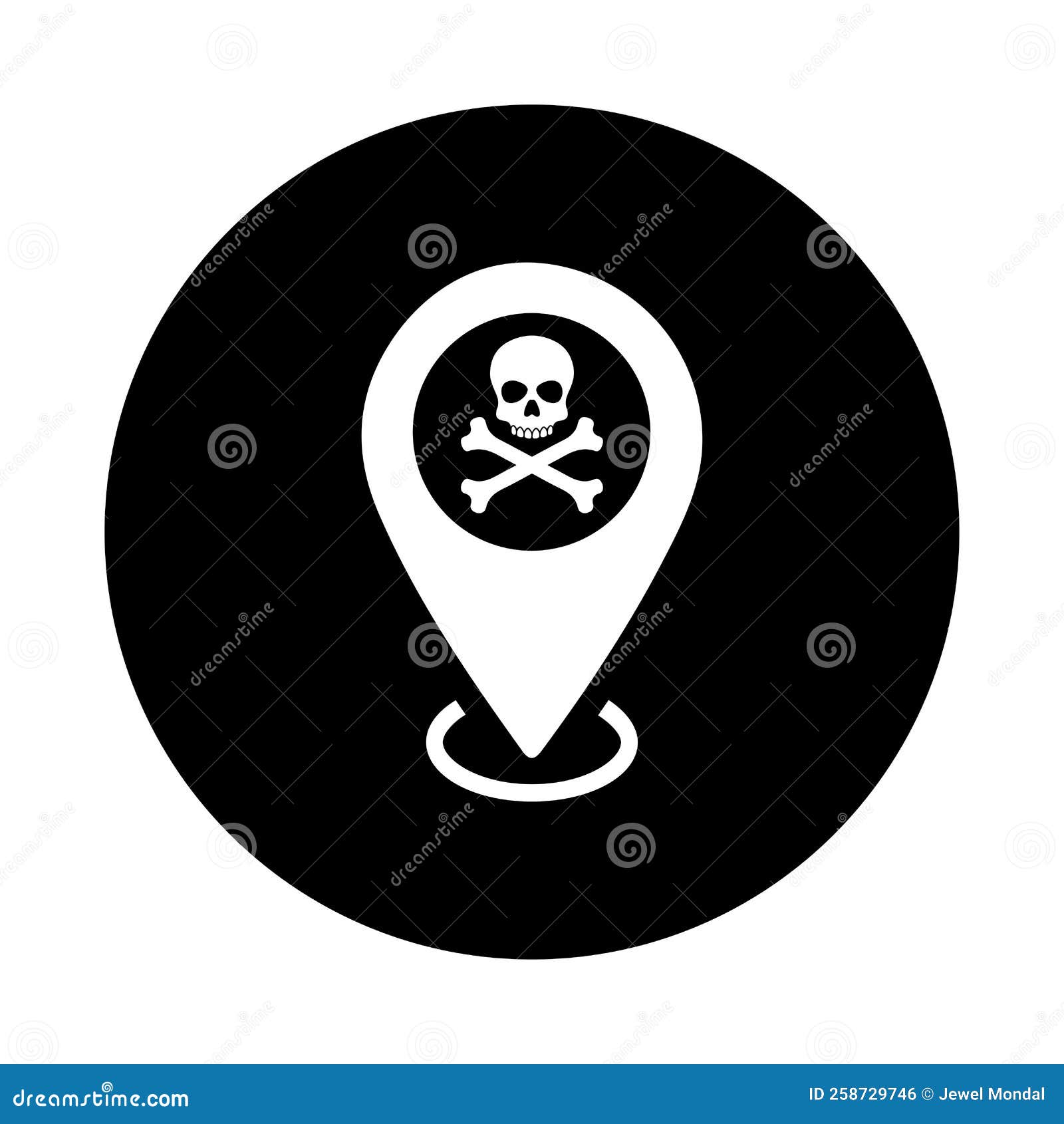 Dangerous, Location Icon. Black Vector Sketch Stock Illustration ...