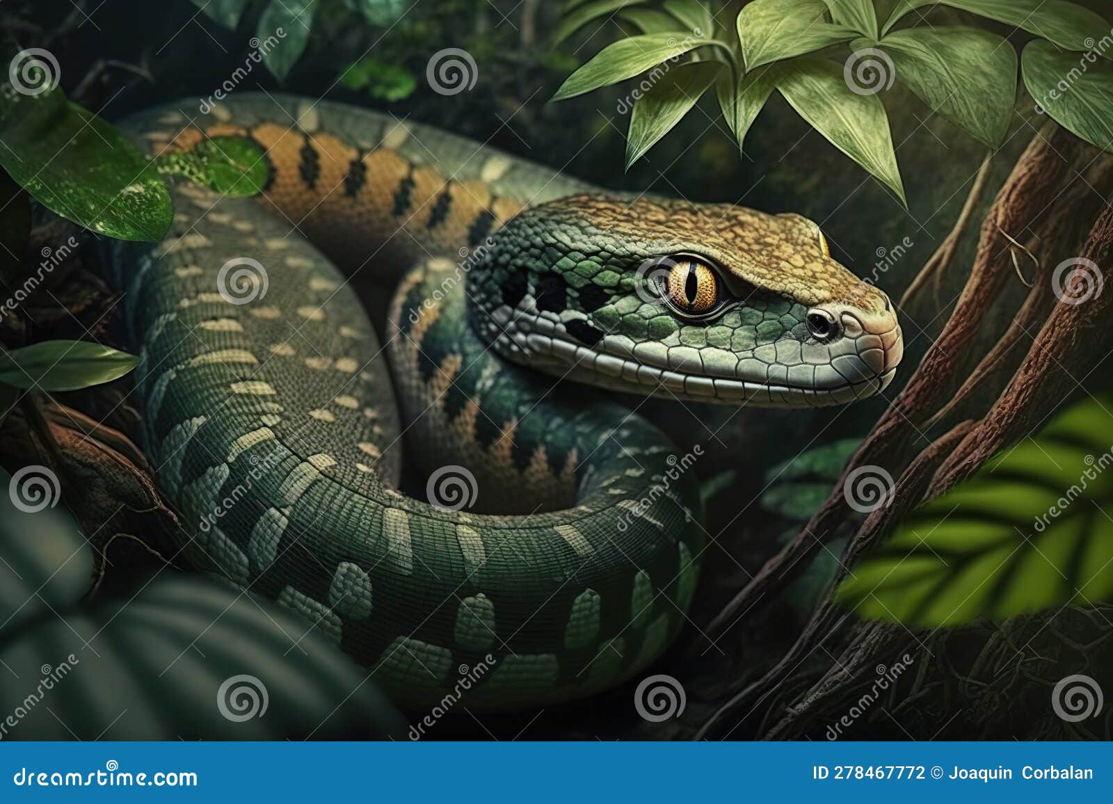 Dangerous Looking Snake Hidden among the Leaf Litter. Ai Generated ...