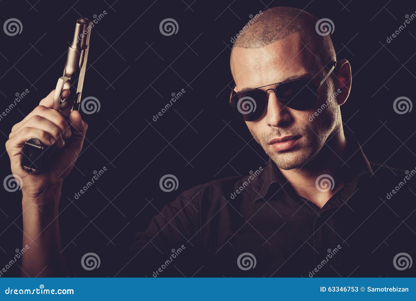 Dangerous man with a gun stock image. Image of classic - 63346753