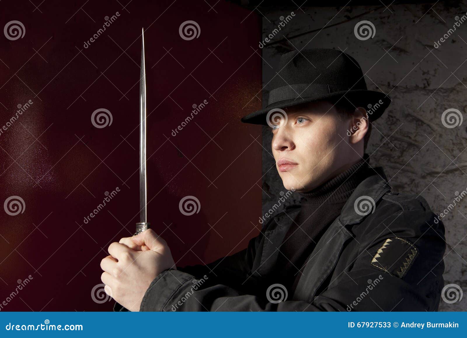 A Dangerous Man Holding Dagger Stock Image - Image of crime, black ...