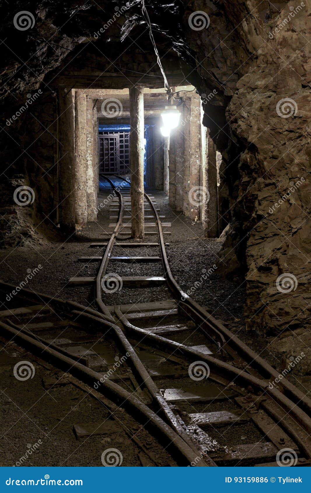 Dangerous mine corridor stock photo. Image of mineral - 93159886