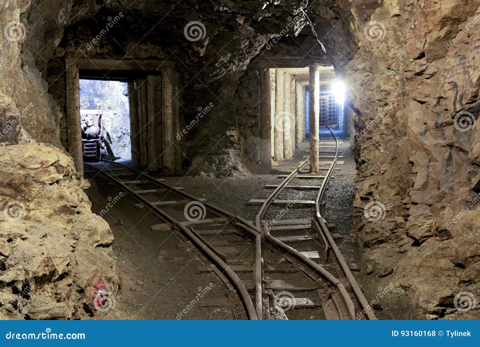 Dangerous mine corridor stock photo. Image of mineral - 93160168