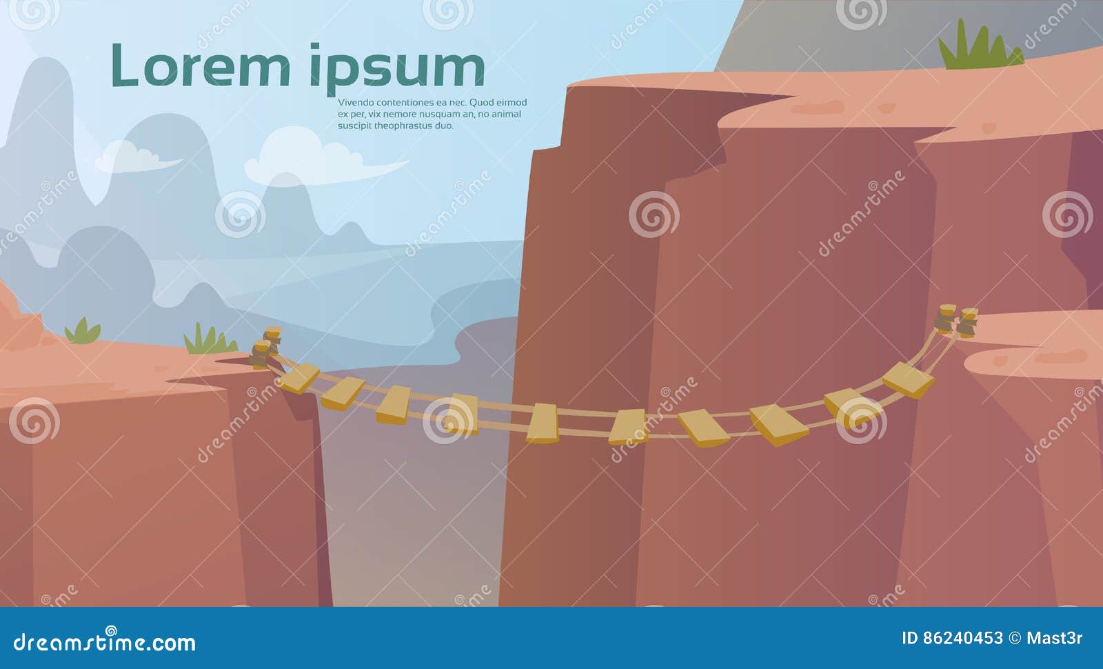 Dangerous Mountain Road Rope Bridge Risk Stock Vector - Illustration of ...