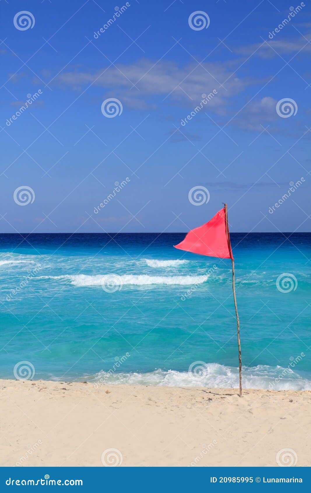 Dangerous Red Flag in Beach Rough Sea Signal Stock Image - Image of ...