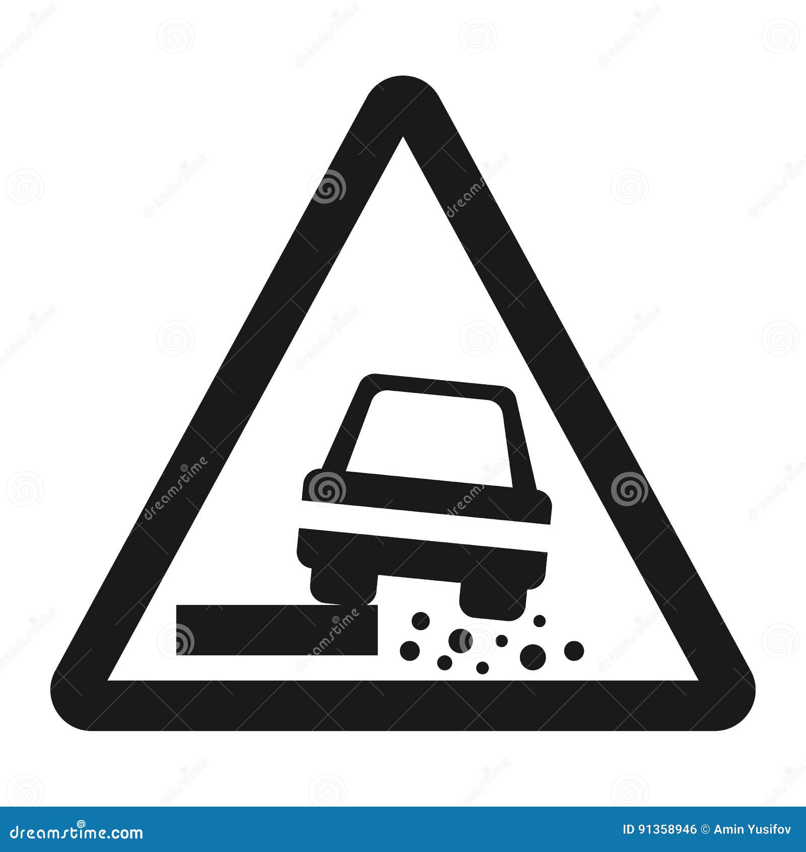 Dangerous Roadside and Shoulder Sign Line Icon Stock Vector ...