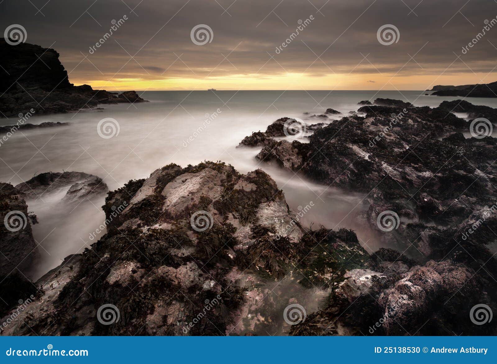 Dangerous Rocks Exposed by the Tide Stock Photo - Image of landscape ...