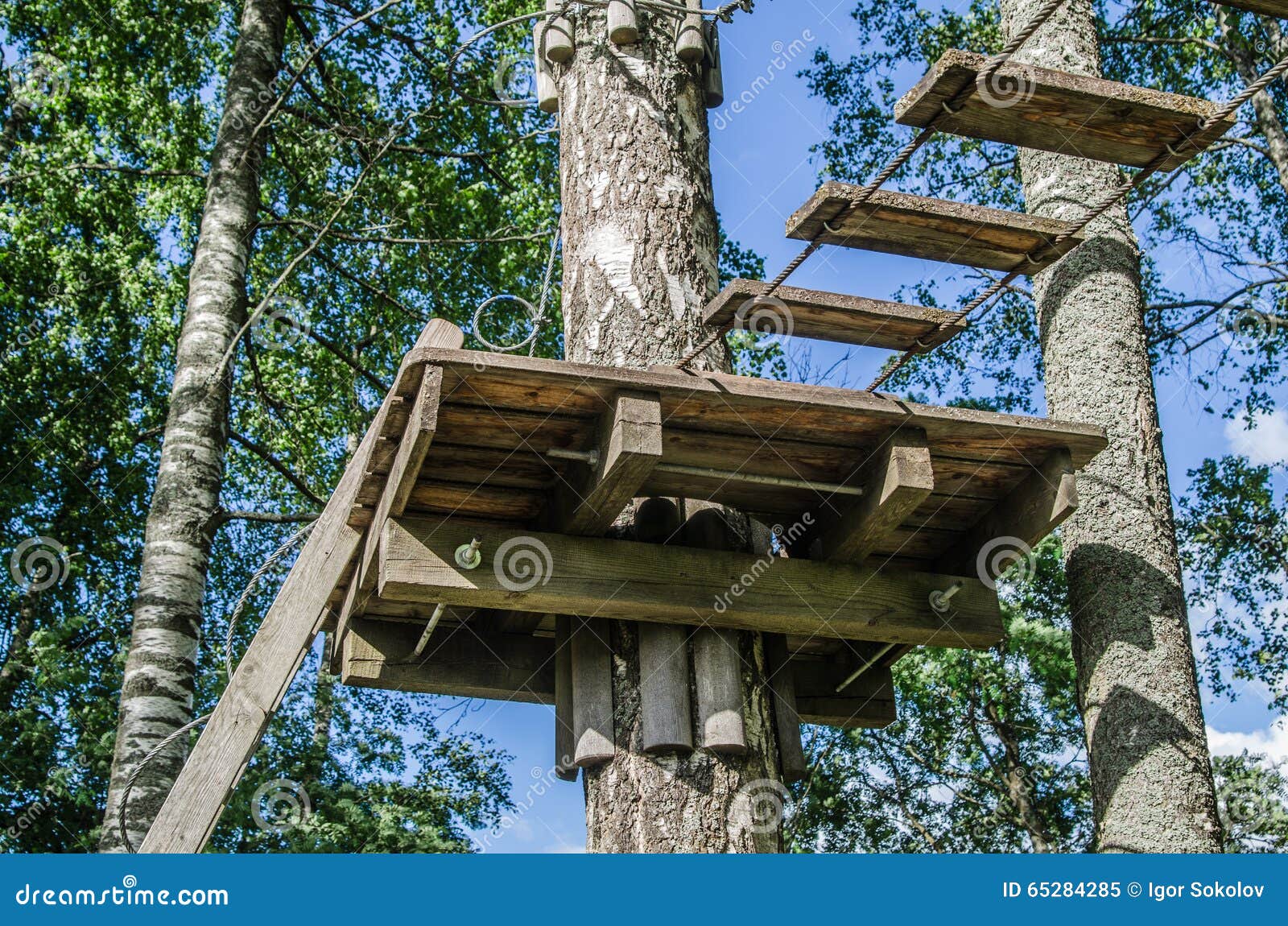 Ropeway With Tether In Rope Park Royalty-Free Stock Photography ...