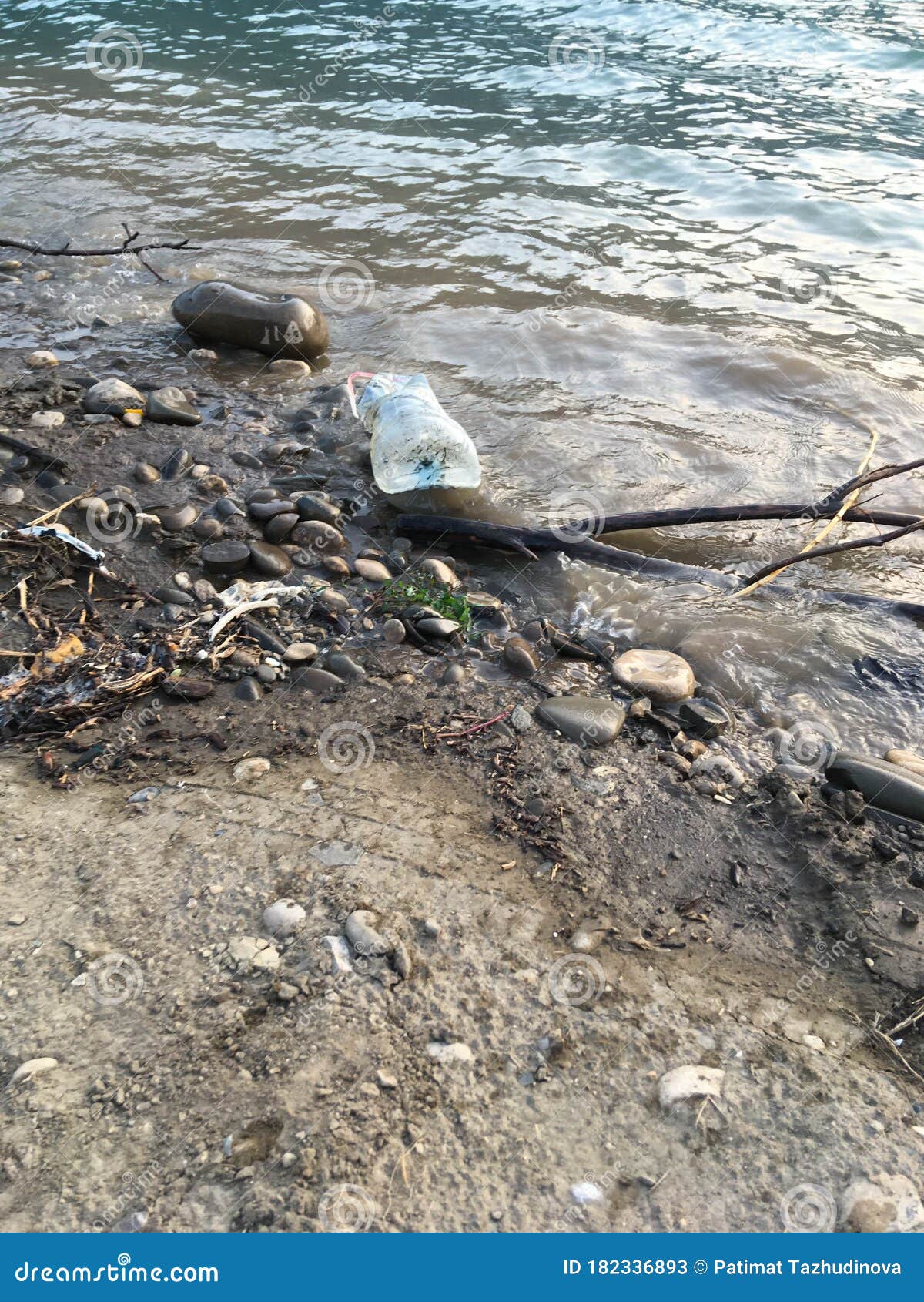 Dangerous Rubbish on a Stony Beach. Photo Showing Pollution Problem ...