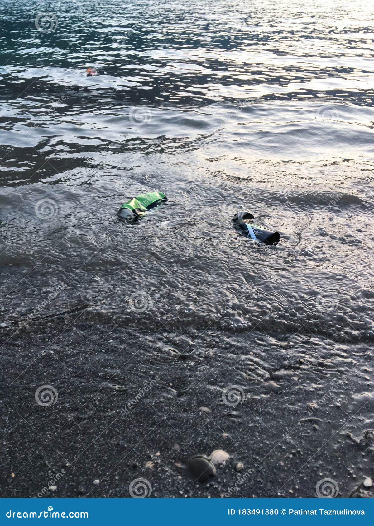 Dangerous Rubbish on a Stony Beach. Photo Showing Pollution Problem ...