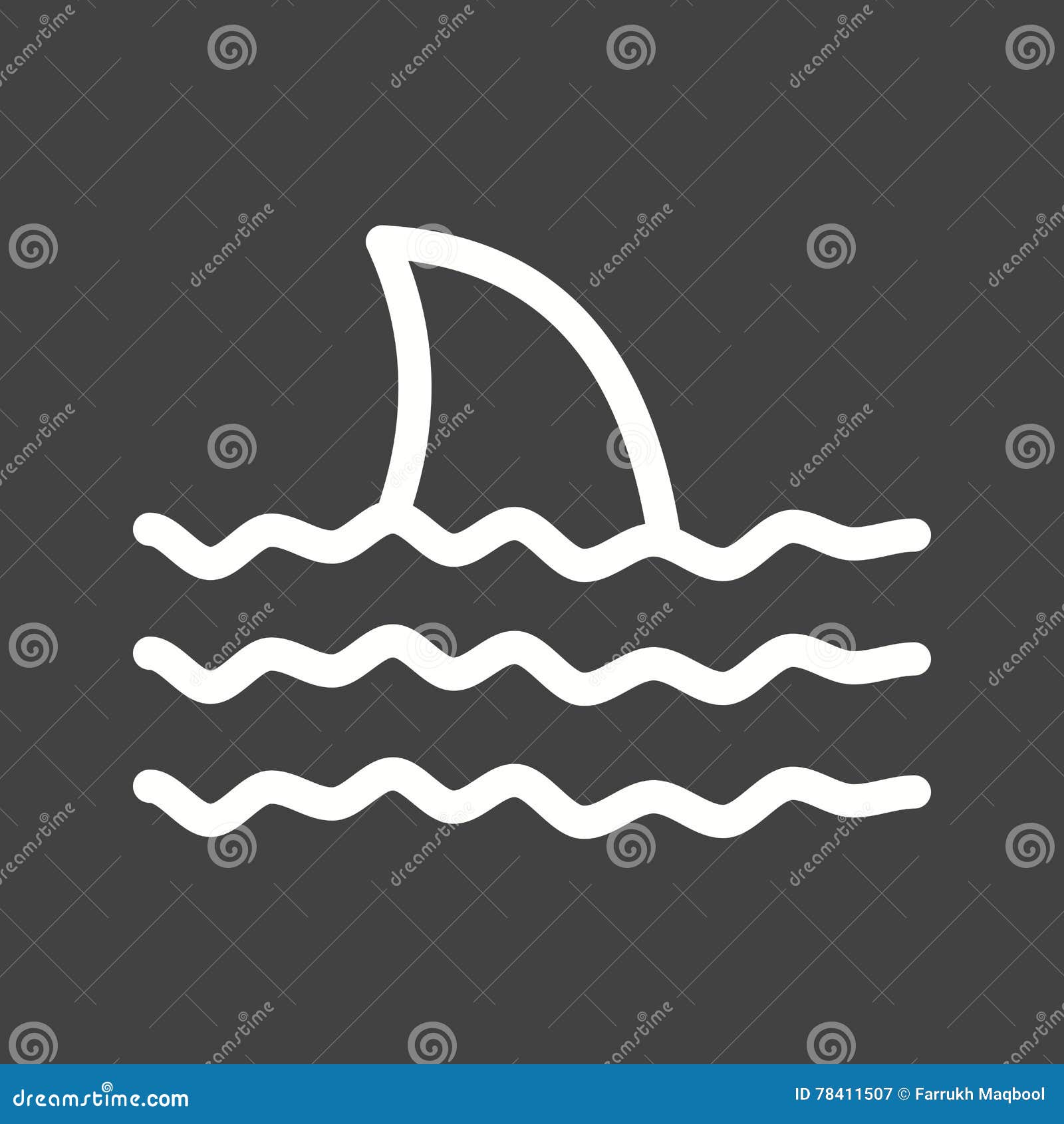 Shark Fin In Water Waves Seamless Pattern. Vector Illustration ...