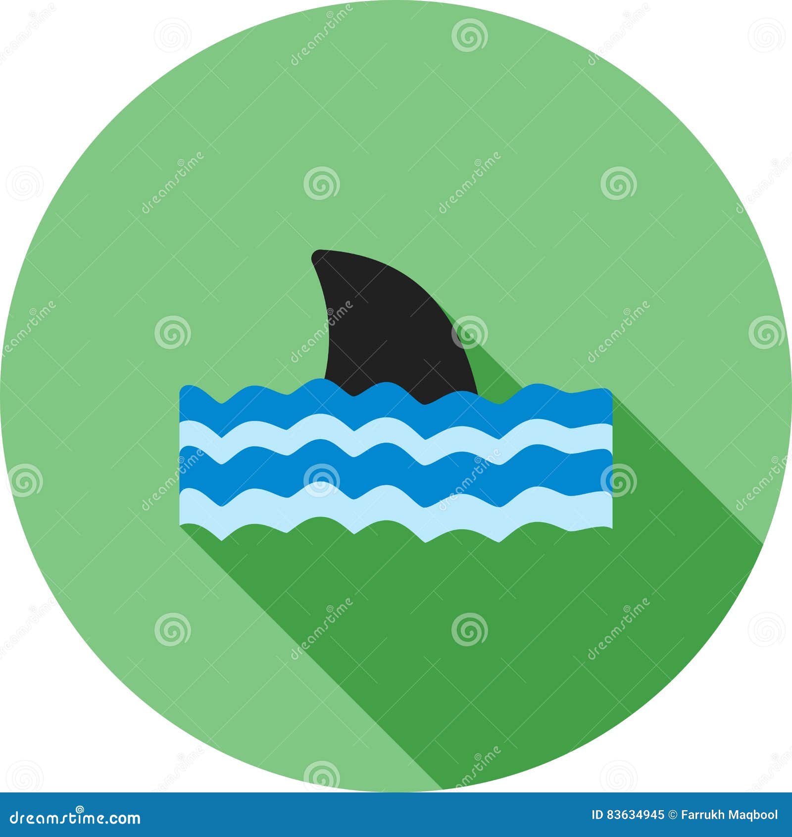 Shark Fin In Water Waves Seamless Pattern. Vector Illustration ...