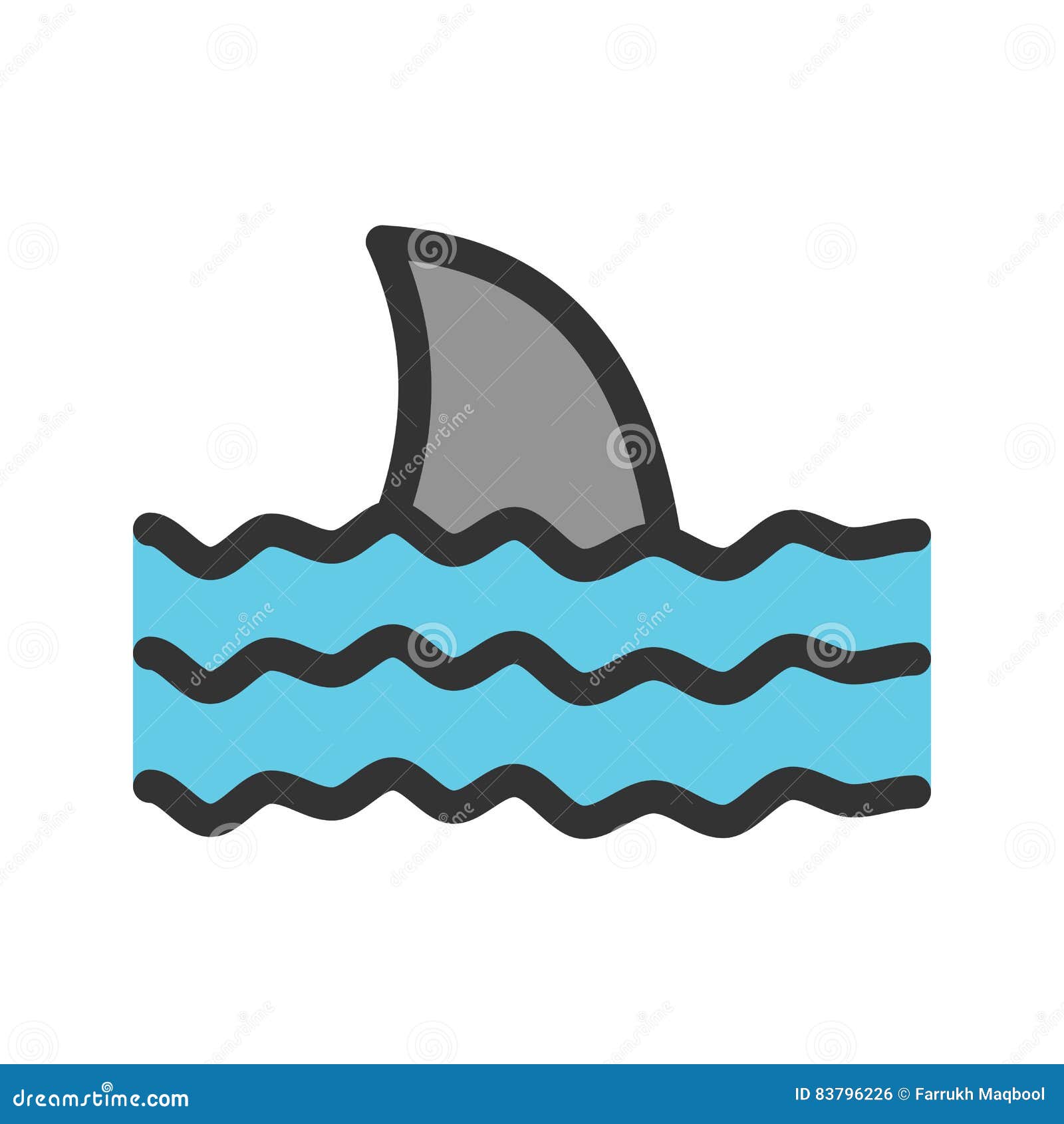 Shark Fin In Water Waves Seamless Pattern. Vector Illustration ...