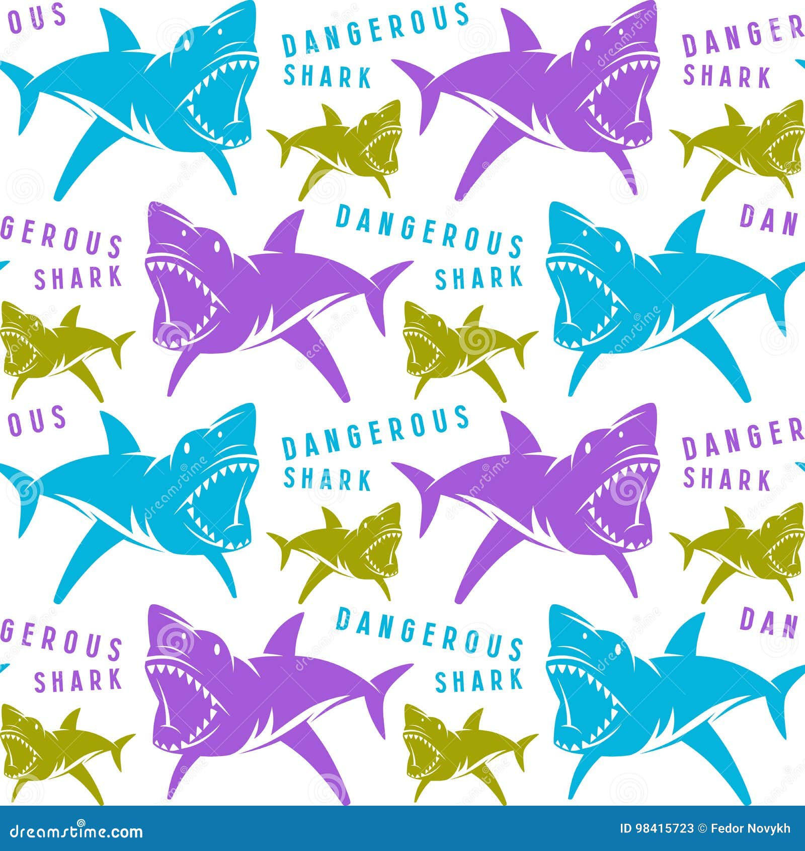 Dangerous Sharks Seamless Pattern Stock Vector - Illustration of ...