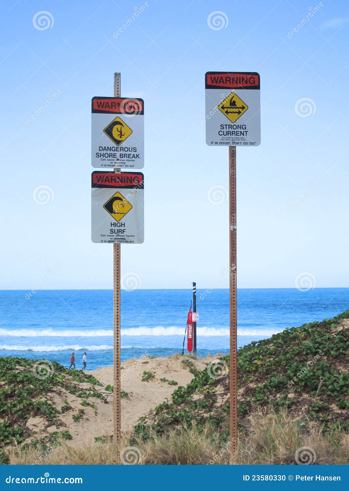 Dangerous shore break stock photo. Image of walking, signs - 23580330