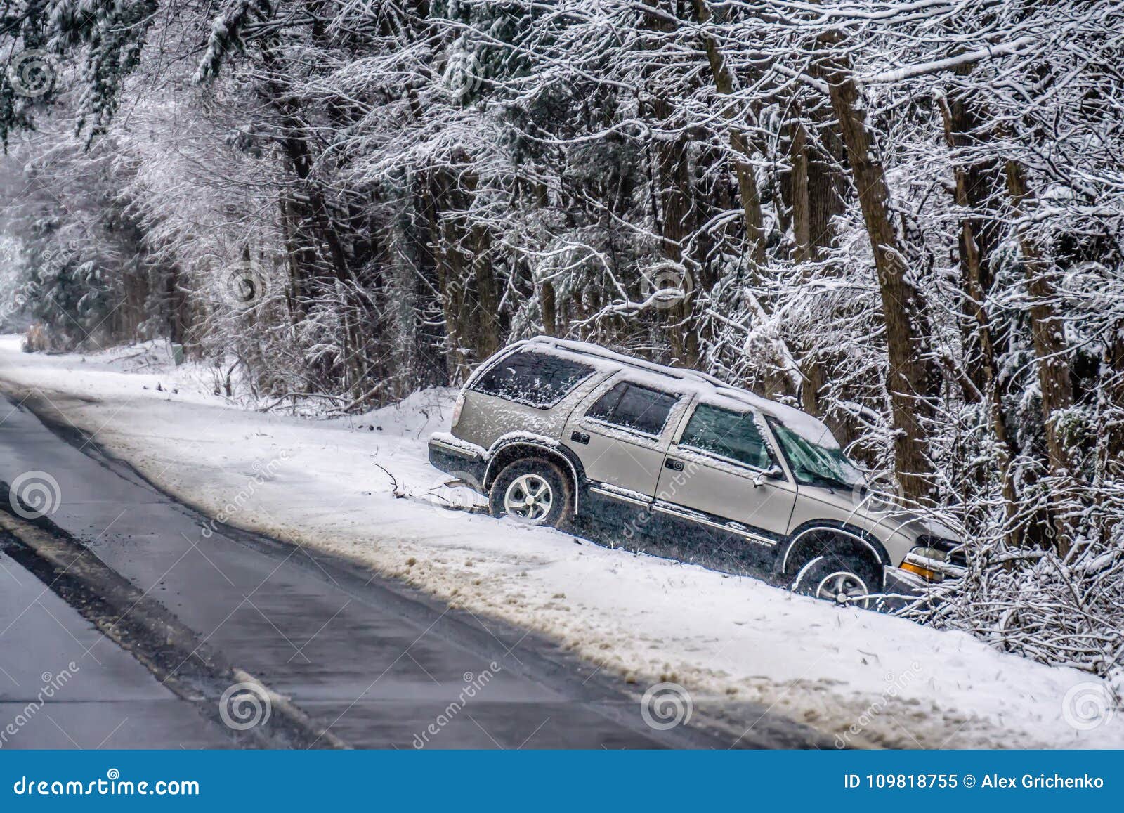 Dangerous Slippery and Icy Road Conditions Stock Image - Image of ...