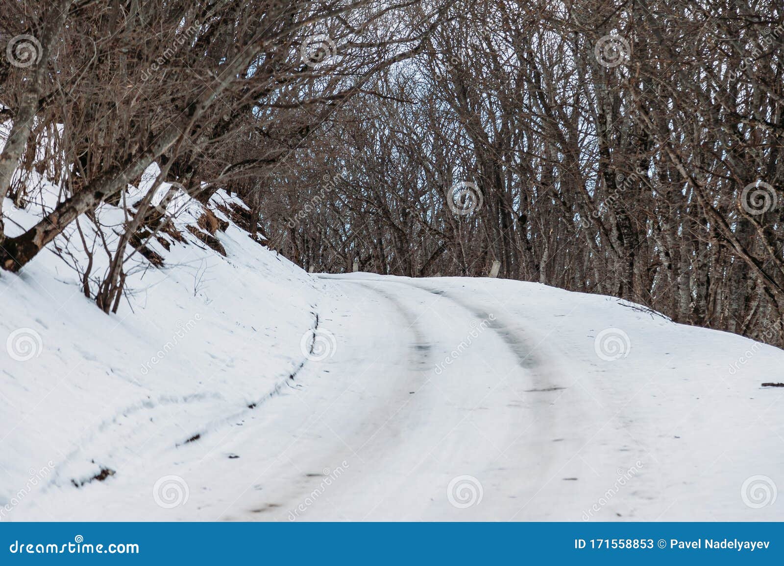Dangerous Snow-covered Road. Icy Condition Stock Image - Image of ...