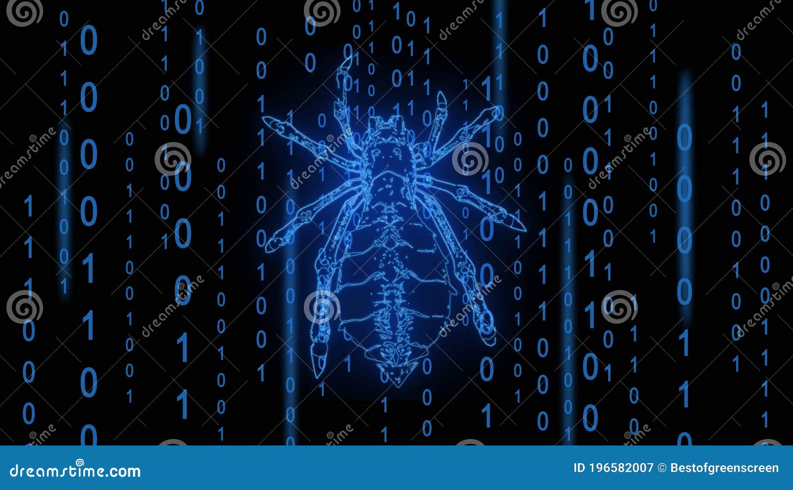 Spider Over Hanging Rows of the Binary Code in Matrix Style - Graphic ...