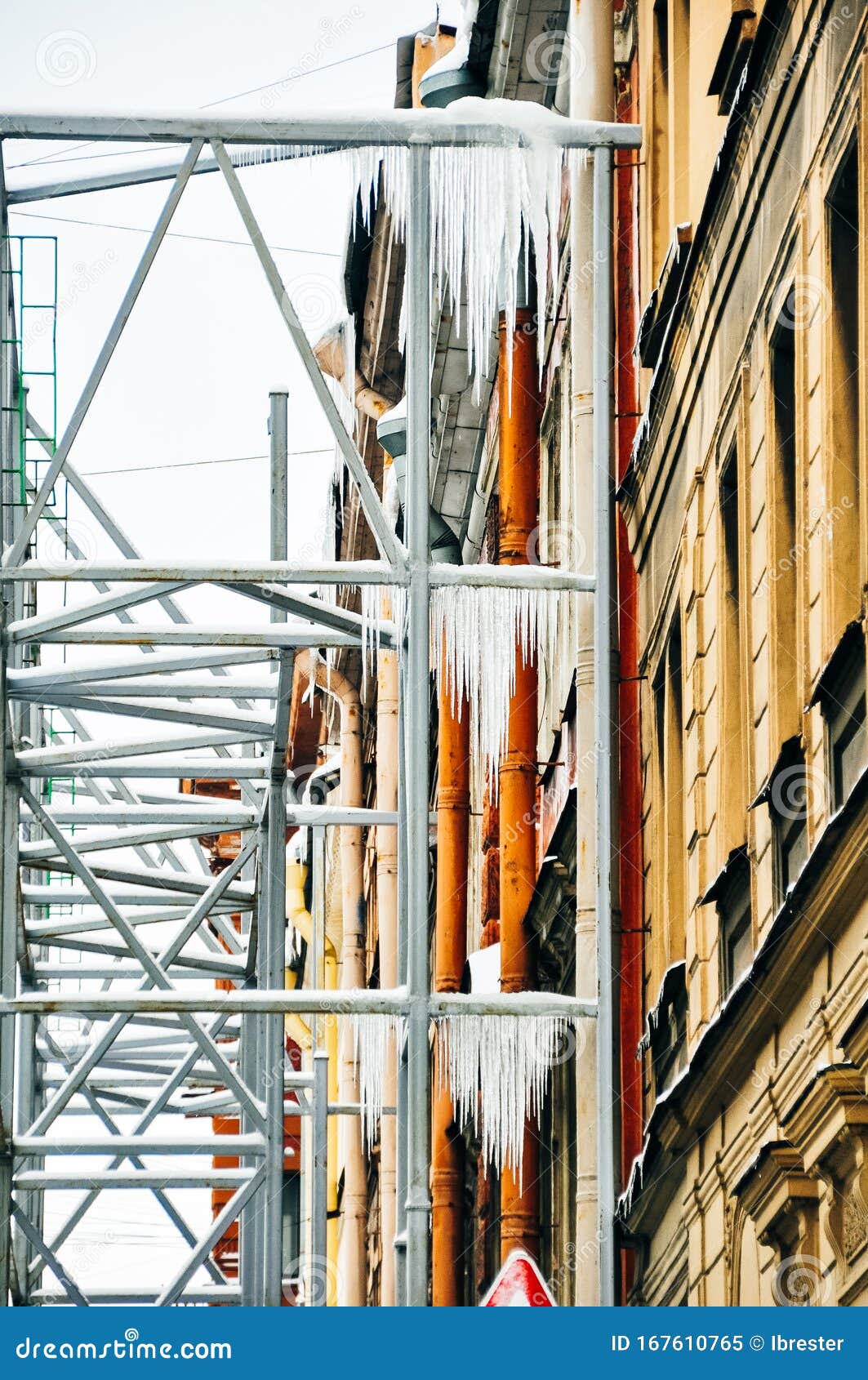 Dangerous Step Vertical Ladder Covered with Icicles Stock Image - Image ...