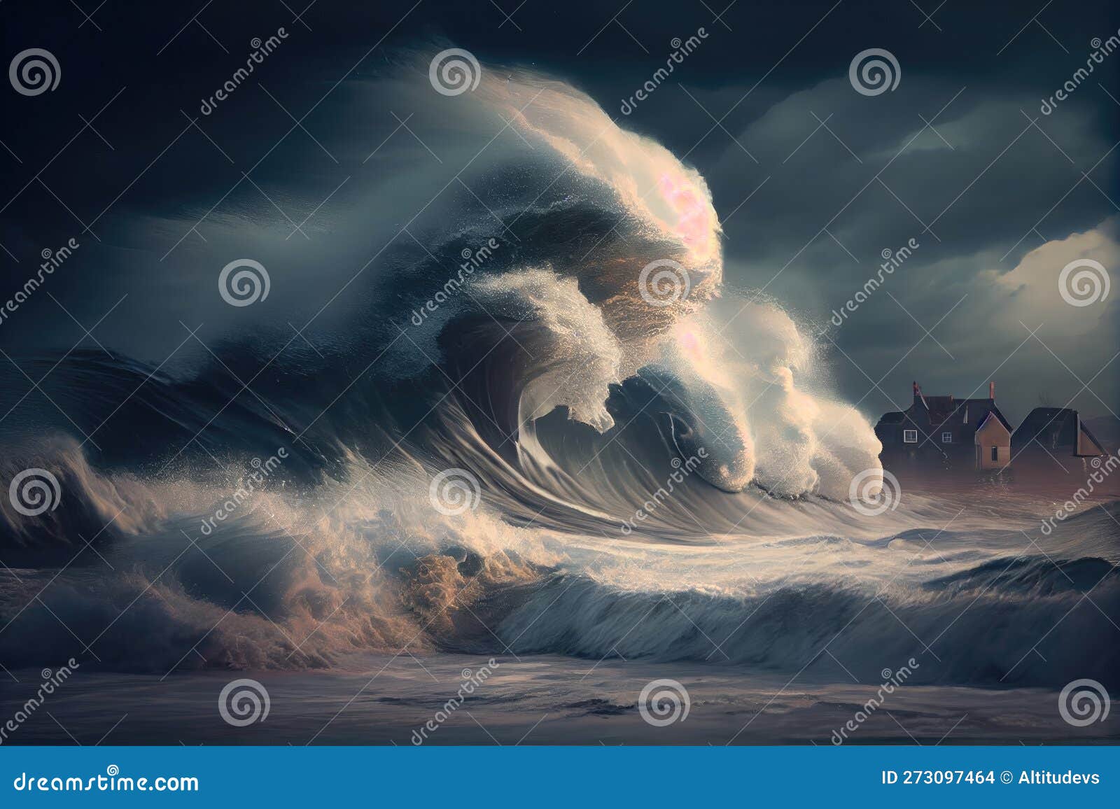 Dangerous Storm Waves Breaking on Coast with Consequences of Flood ...