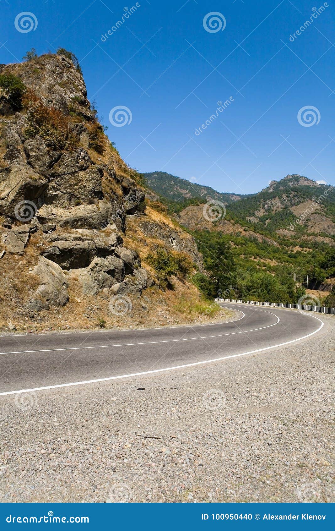 Dangerous Turn of the Mountain Road. Stock Photo - Image of marking ...