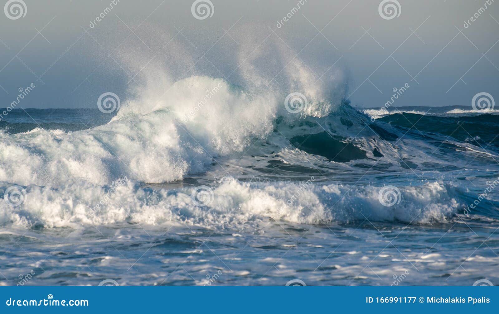 Dangerous Wavy Ocean with Wind Waves Crashing Stock Image - Image of ...