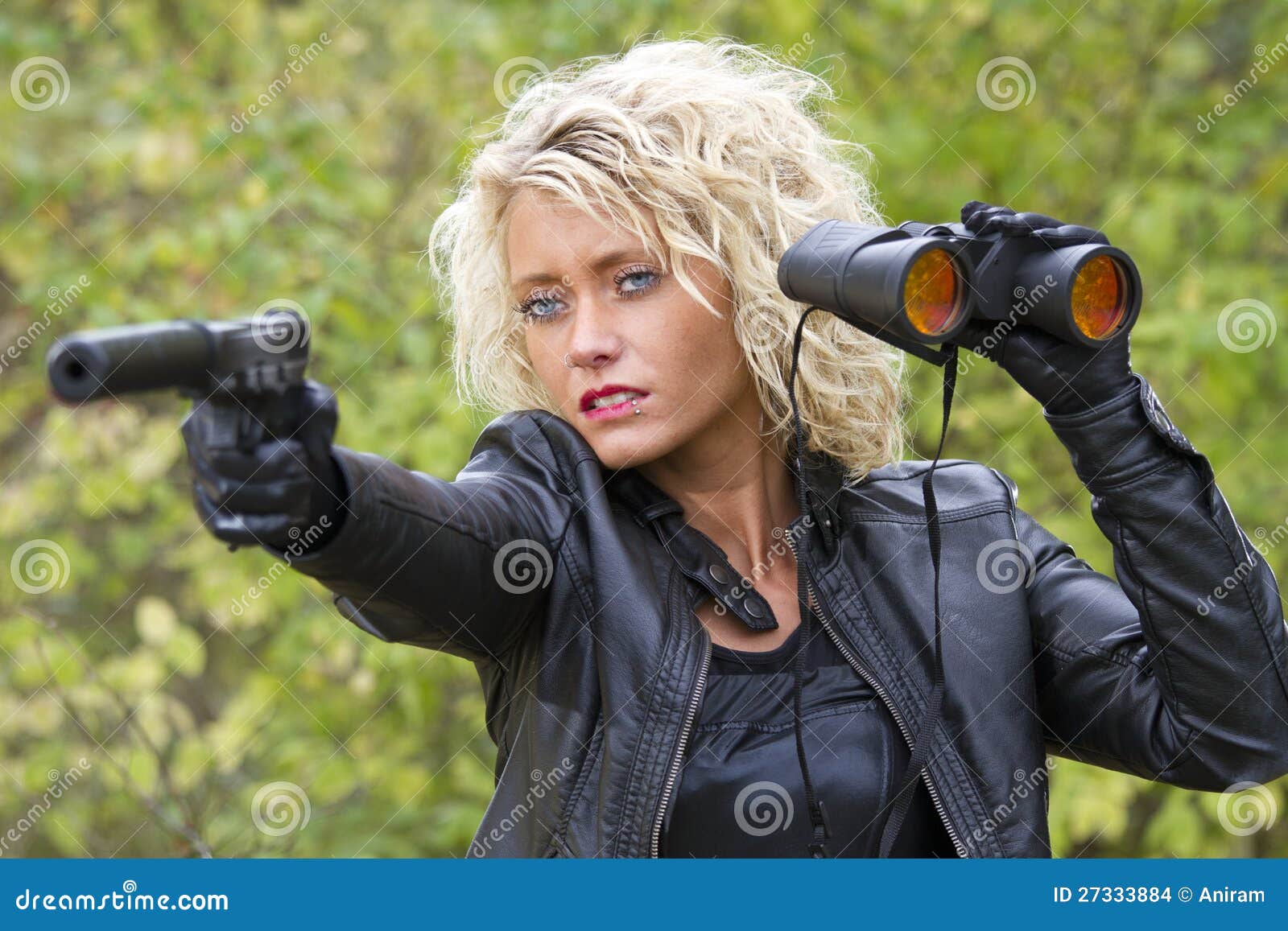 Dangerous Woman with Silencer Gun Stock Photo - Image of outdoor, armed ...