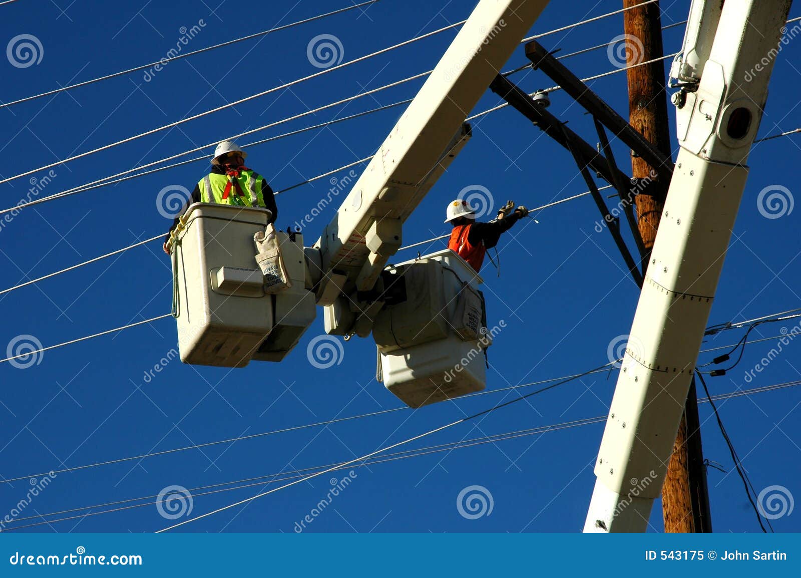 Dangerous Work stock image. Image of lift, linemen, power - 543175
