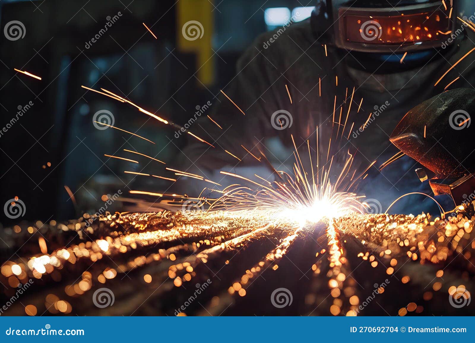 Dangerous Work Weld With Sparks Welding Process. Royalty-Free Stock ...