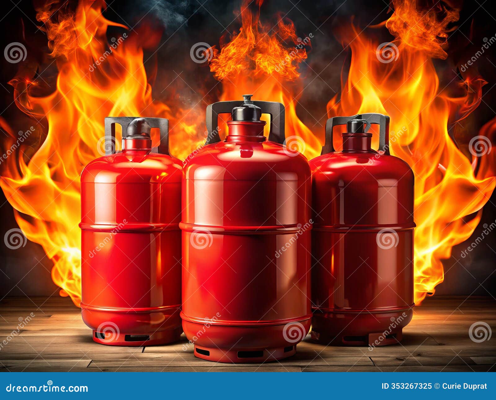 Dangerously Burning Red Gas Cylinders a Striking Visual of Fire Safety ...
