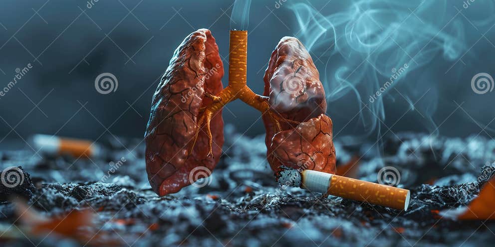 The Dangers of Smoking: Lungs Damaged by Cigarettes. Created by ...