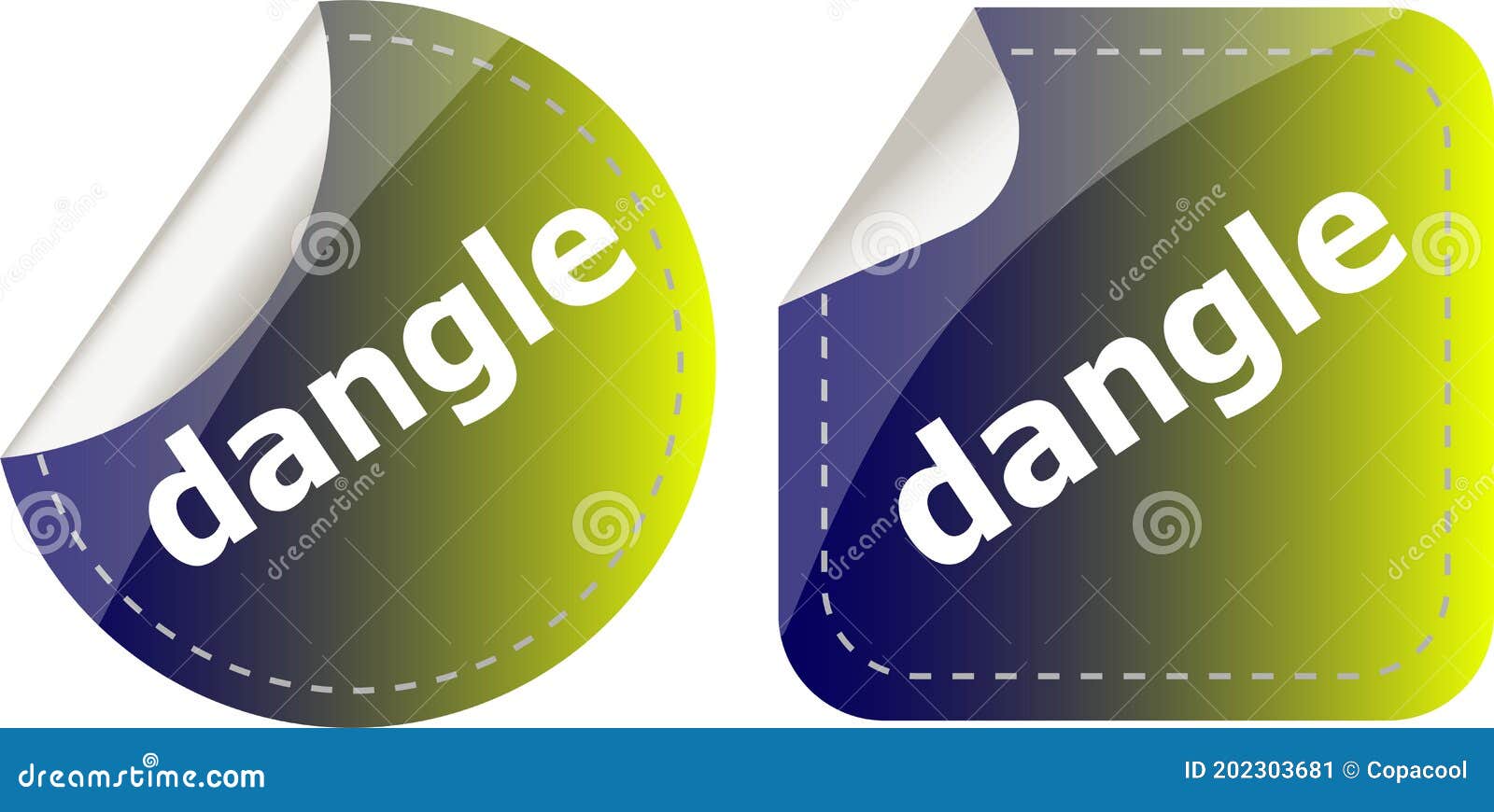 Dangle Word on Stickers Web Button Set, Label, Icon Stock Illustration ...