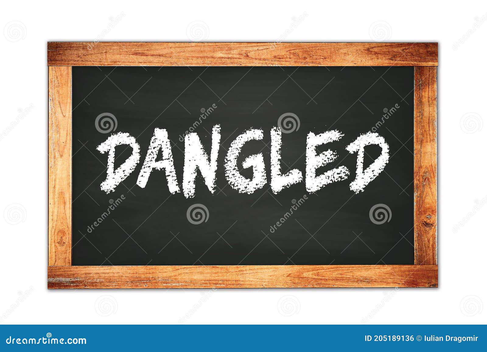 DANGLED Text Written on Wooden Frame School Blackboard Stock ...