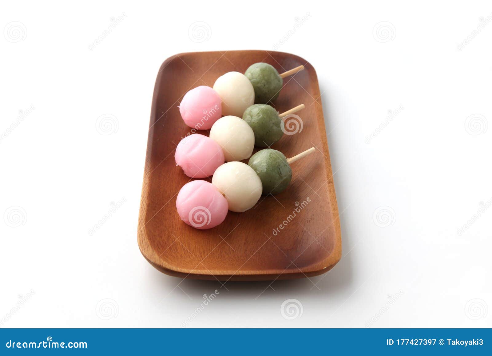 Dango 3 Colored Dumpling Rice Cake Japanese Confectionery on Plate on ...