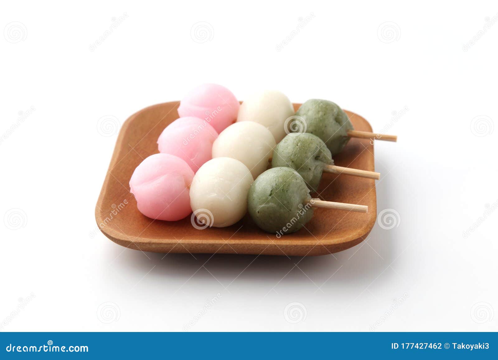 Dango 3 Colored Dumpling Rice Cake Japanese Confectionery On Plate On ...