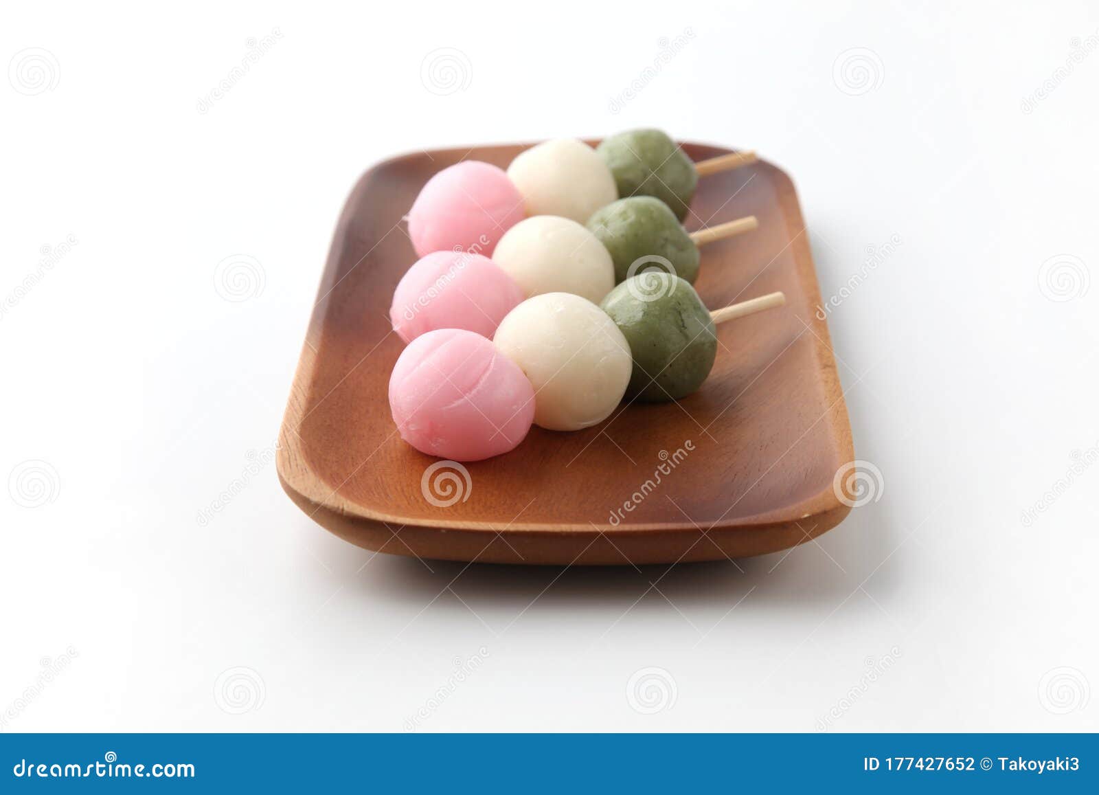Dango 3 Colored Dumpling Rice Cake Japanese Confectionery on Plate on ...